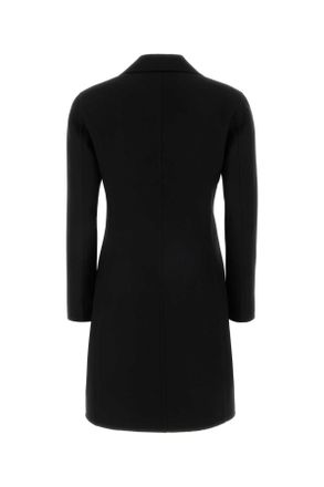 Jil Sander Womens Virgin Wool Twill Coat Black Silk