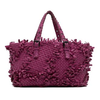 Bottega Veneta Purple Nappa Intrecciato Patchwork Lido Fringe Tote