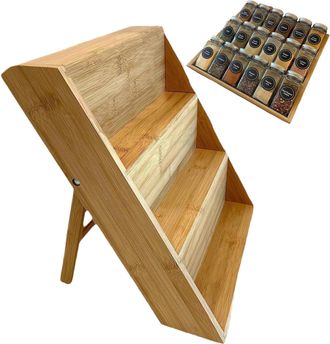 Generico Gewürzregal, geschichtet, Ständer aus Holz mit 3 Ebenen, multifunktionaler Organizer für Desserts, Kosmetik, Parfüm und Sammlungen