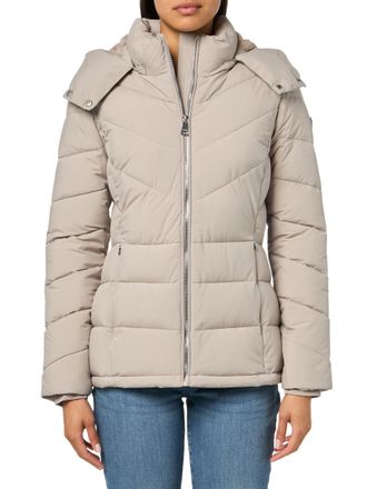 Calvin Klein Damen Langärmeliger Puffermantel mit Kapuze und Reißverschluss Vorne Jacke, Atmosphäre, L