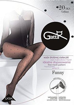 Gatta Collants fins pour femme avec motif 20 deniers (429-05) - Collants pour femme avec motif fin en maille noire - Conçu et fabriqué en Union Européenne, 