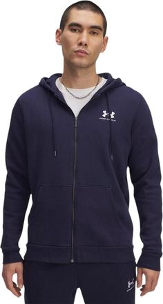 Under Armour Hoodie mit durchgehendem Rei&szlig;verschluss f&uuml;r Herren, Fleece, &Auml;rmel mit Streifen (Mitternachtsblau/Wei&szlig;)