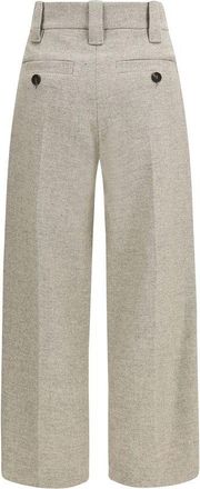 Brunello Cucinelli High-Waisted Pleated Virgin Wool Trousers - Beige
