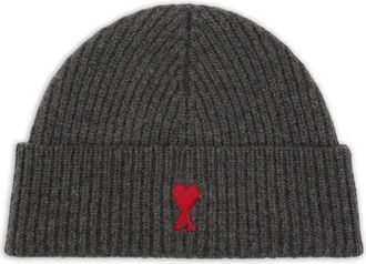 Ami Hat Knit Grey Red Quota Ami De Coeur