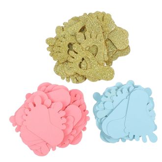 PartyKindom 200 Stück Fußabdruck Konfetti Gender Reveal Party Dekoration Papier Konfetti in Blau Gold für Babyparty Tischstreuung und Geburtstagsfeier Zubehör