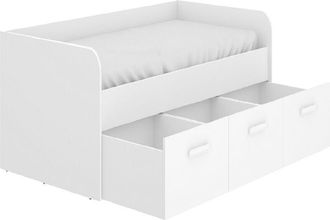PEGANE Lit enfant gigogne 90 x 190 cm en mélamine coloris blanc avec 3 tiroirs - Longueur 194.3 x Profondeur 97 x Hauteur 60 cm Pegane
