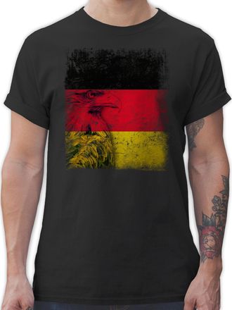 Shirtracer T-Shirt Herren - Fu&szlig;ball EM - Deutschland WM Adler Flagge Germany - 5XL - Schwarz - Deutschland-t-Shirt Fussball Shirt m&auml;nner Europameisterschaft deut