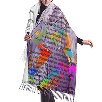 Generic Psaume 91 Il MAppellera Et Je Lui Répondrai Verset Marbre Pourpre Echarpe Cadeau Doux Glands Foulard Quotidien Étole Châle De Femme