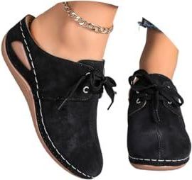 Minetom Femme Sandales À Bout Fermé Eté Sabots Suède Sandales De Plage Compensés Claquettes Confortable Chaussons A Noir 38 EU