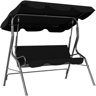 OUTSUNNY Balancelle de jardin 3 places coussins assise dossier noir