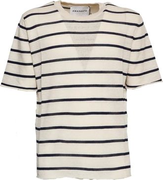 Amaranto Amar&aacute;nto, Homme, Pulls, Beige, Taille: M Girocollo Fantasia a righe