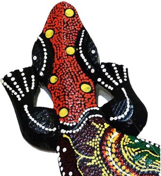 Simandra Gecko Echse Deko Figur Wanddeko Holzfigur Wandfigur Afrika Asia punktbemalt dotpainting Salamander Gr&ouml;&szlig;e L