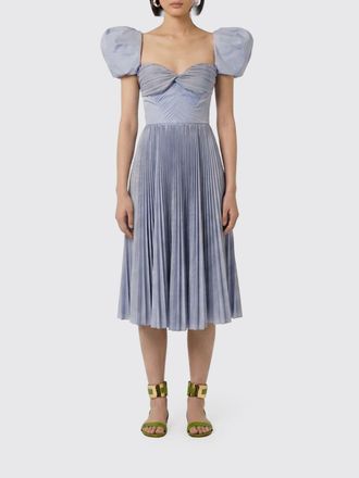 Elisabetta Franchi Robe de soir&eacute;e midi en cr&ecirc;pe pliss&eacute; avec manches bouffantes