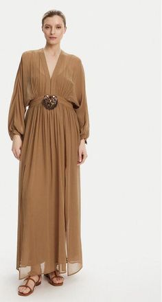 Luisa Spagnoli Abendkleid Paiolo 541815 Braun Regular Fit