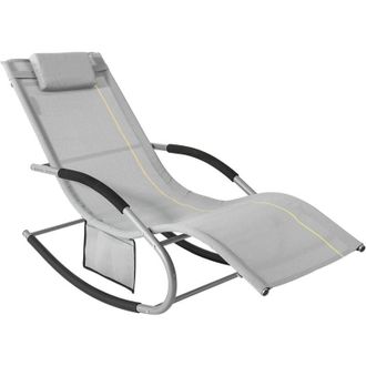 SoBuy Sobuy - Chaise Longue Transat Pliable Jardin Aluminium - Bain de Soleil Ergonomique &agrave; Bascule Relax - Fauteuil Ext&eacute;rieur Confortable Plage pour