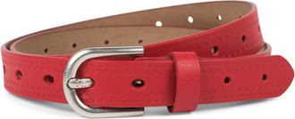 styleBREAKER Damen Leder Gürtel Unifarben mit Azteken Zacken Prägung und geprägtem Dorn, kürzbar 03010110, Farbe:Rot, Größe:85cm