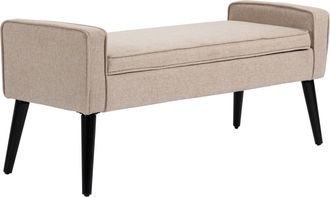 HOMCOM Sitzbank Truhe 2-in-1 M&ouml;bel aus Stoff in Leinenoptik mit konischen Beinen aus Holz - 120 x 45 x 54 cm - Beige