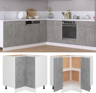 vidaXL Vidaxl - Armoire de plancher dangle gris b&eacute;ton 75,5x75,5x81,5 cm - Mat&eacute;riau agglom&eacute;r&eacute; - 2 &eacute;tag&egrave;res - Dispositif de fixation murale inclus