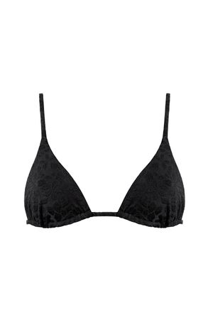 Anekdot Damen vegan Bikinioberteil Olbia Triangle Black Floral Jacquard