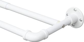 Harrms Industrielle Doppelgardinenstange, Gardinenstangen für Ösenvorhänge, Mattweiß, 74-163 cm, ausziehbare Gardinenstange aus Metall, Verdunkelung, Raumver