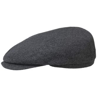 Stetson Belfast Silk Schieberm&uuml;tze Herren Made in EU Fr&uuml;hjahr Sommer Flat Cap grau-schwarz 55 cm