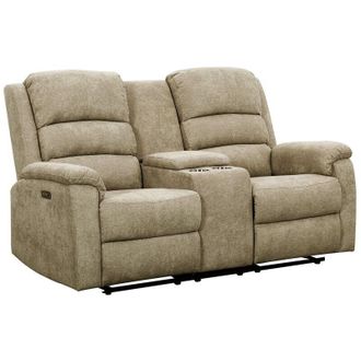 Vente-Unique Vente-unique - Canap&eacute; 2 places relax &eacute;lectrique en tissu taupe avec tablette nevers