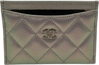 Chanel Portemonnaie - Chanel Iridescent Card Case Card Holder Leather Pu - Gr. unisize - in Silber - f&uuml;r Damen