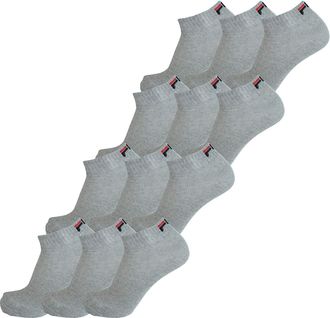 Fila 12 Paar Socken, Quarter Sneakers, Unisex (35-38; 39-42; 43-46) (43-46 (9-11 UK), Schwarz)