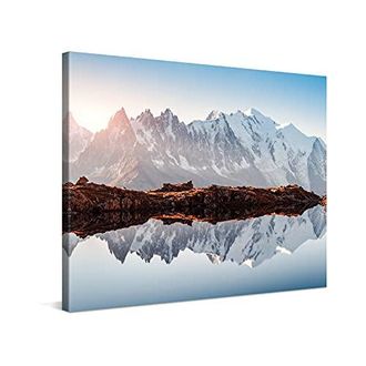 Picanova Photo sur Toile Monte Bianco Alpes Lac de Montagne Chesery 80x60cm - Impression sur Toile Haut de Gamme - Image sur Toile pour Décoration Murale Moder