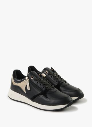 Geox Baskets compens&eacute;es en cuir m&eacute;lang&eacute;