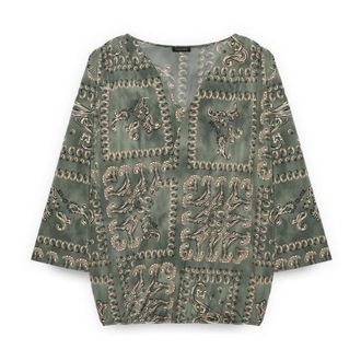 Fiorella Rubino Jersey-T-Shirt mit Paisley-Print - - Blouses & Shirts - Damen - Gr&uuml;n - XL