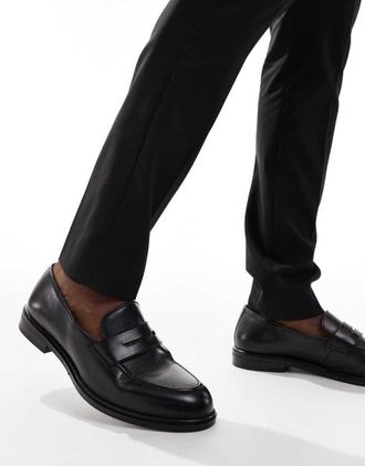 WALK LONDON Walk London - Putney - Leder-Loafer in Schwarz mit Steg-Detail