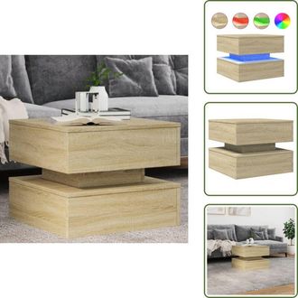 vidaXL Table basse avec lumi&egrave;res LED ch&ecirc;ne sonoma 50x50x40 cm - Table Basse Design - Table Basse Led - Table Basse Lumineuse - Meuble Tv - Table Dappoint