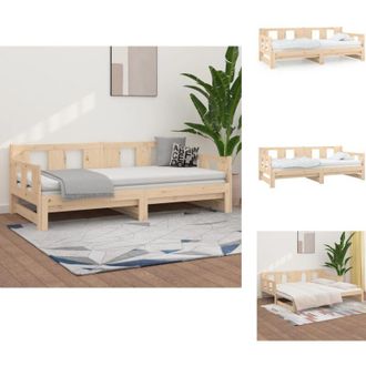vidaXL Tagesbett Ausziehbar Massivholz Kiefer 2x(90x200) cm - Tagesbett - Holzbett - Kiefernholzbett - G&auml;stebett - Platzsparendes M&ouml;bel