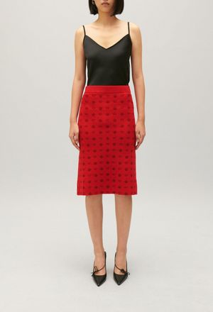 Claudie Pierlot Jupe mi-longue maille rouge