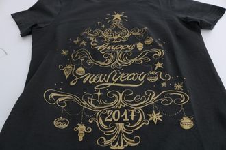 Dolce & Gabbana Gold-Printed Cotton T-Shirt - Black