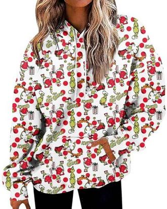 Generic Le Grinch Sweat Femme A Capuche Costume Moche Sweet Chaud Polaire Noel Oversize Pilou Christmas Femmes Plaid The Deguisement Hiver Adulte De Vêtements