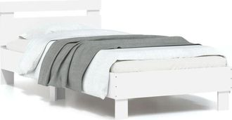 vidaXL Bettgestell mit Kopfteil und LED-Leuchten Weiß 90x200 cm Vidaxl