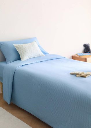 Mango Housse de couette enfant percale rayures chemise Lit 135/140 cm bleu - Home - Lit 135/140 cm - MANGO HOME