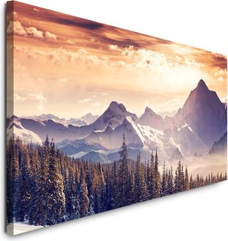 Paul Sinus Art GmbH Landschaft Alpen 120x 50cm Panorama Leinwand Bild XXL Format Wandbilder Wohnzimmer Wohnung Deko Kunstdrucke