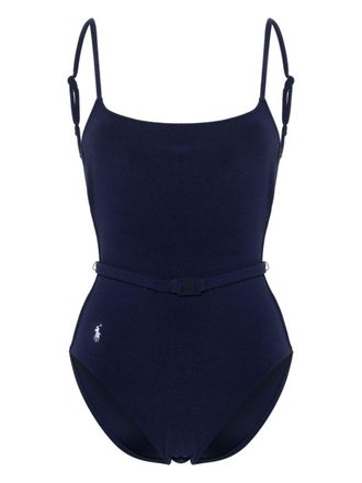 Polo Ralph Lauren Frottee-Badeanzug mit G&uuml;rtel - Blau