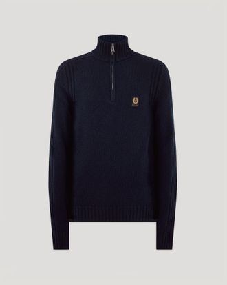 Belstaff Pull Quart De Zip Watch Pour Homme Lambswool Bleu Encre Fonc&eacute; 2xl