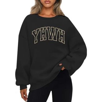 Generic 2026 Printemps Automne Hiver Mode Lettre Imprim&eacute;e Sweatshirt D&eacute;contract&eacute; Coupe Ample Pull Haut Doux Confortable Col Rond Manches Longues Pour Un Usage