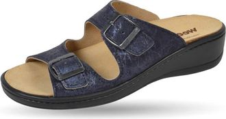 Weeger Orthopädische-Pantolette mit auswechselbarem Fußbett blau metallic Gr. 40