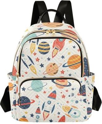 Mnsruu Mini sac à dos pour femme Rocket Planet Doodle Moderne Petit sac à dos tendance Sac à dos décontracté Sac à dos Sac à dos, Multi1111, M