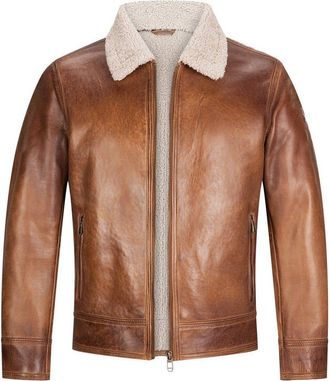 Milestone Lederjacke MSMario Bikerjacke aus genarbtem Lammleder mit Fellkragen