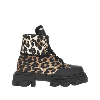 Ganni Leopard-printed denim boots Woman 36
