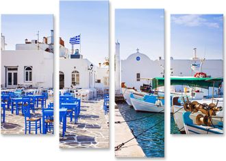 Islandburner Bild auf Leinwand Typische griechische Inseln Dorf Naousa Paros Insel Kykladen Fischen Griechenland Wandbild Poster Kunstdruck Bilder