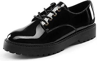 Dream Pairs Chaussures Classiques Oxford à Lacets pour Femmes, Chaussures daffaires Confortables pour Femmes. Black/Pat 36 (EUR) SDOX2202W-E