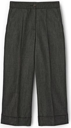 Motivi Femme, Pantalons, Gris, Taille: 44 FR Pantalon Cropped en M&eacute;lange de Ramie